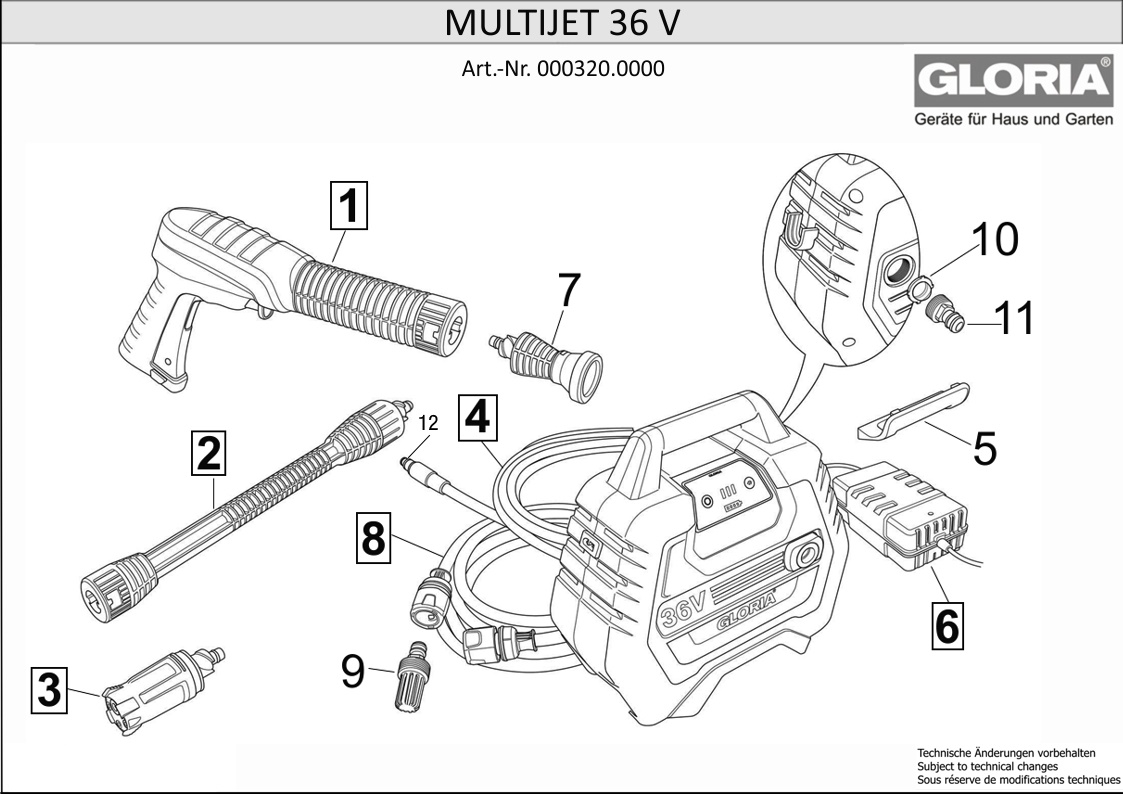Ersatzteile MultiJet 36V, 000320.0000 | GLORIA Shop
