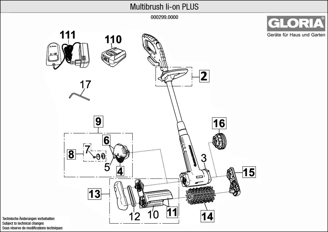 Spare parts MultiBrush li-on PLUS, 000299.0000 | GLORIA Shop